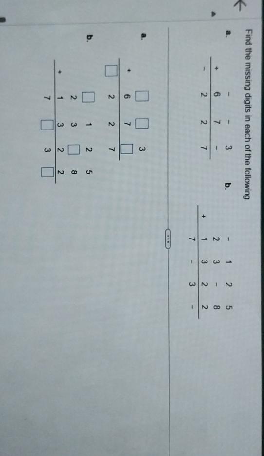 Solved Find the missing digits in each of the following. a. | Chegg.com