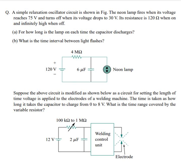 Q. A simple relaxation oscillator circuit is shown in | Chegg.com