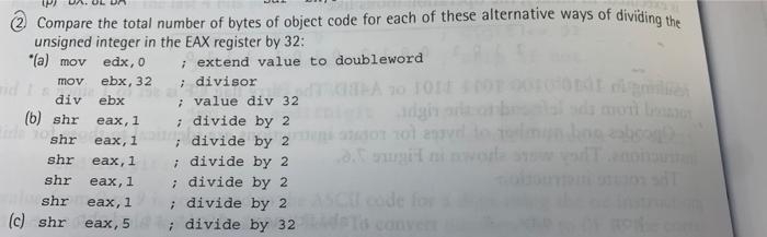 Solved (2. Compare the total number of bytes of object code | Chegg.com