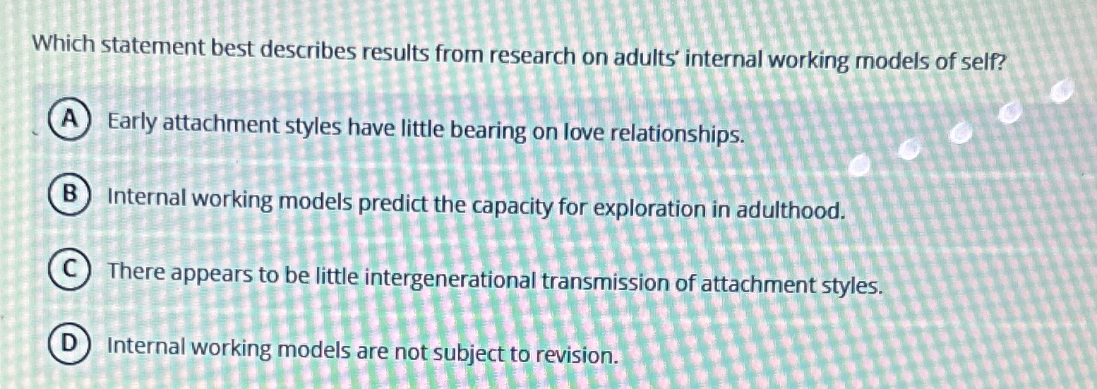 Solved Which statement best describes results from research | Chegg.com