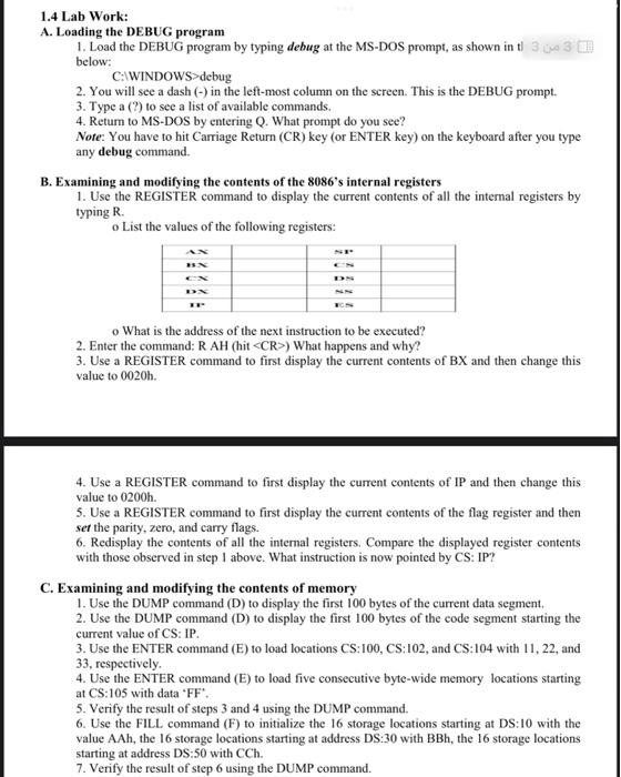 Solved Coding instructions in 8086 machine language 1. Enter | Chegg.com