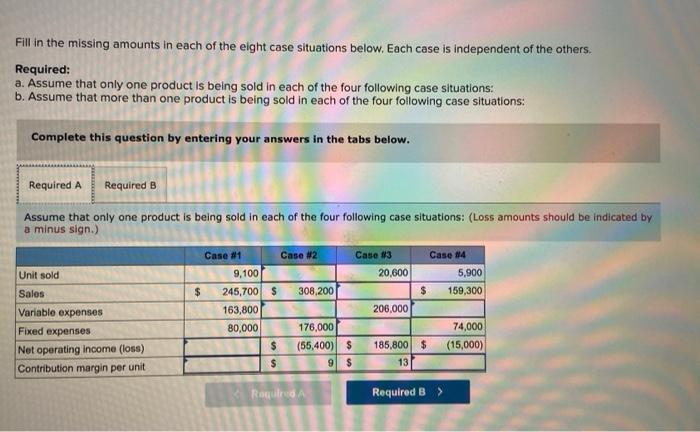 Solved Fill in the missing amounts in each of the eight case | Chegg.com