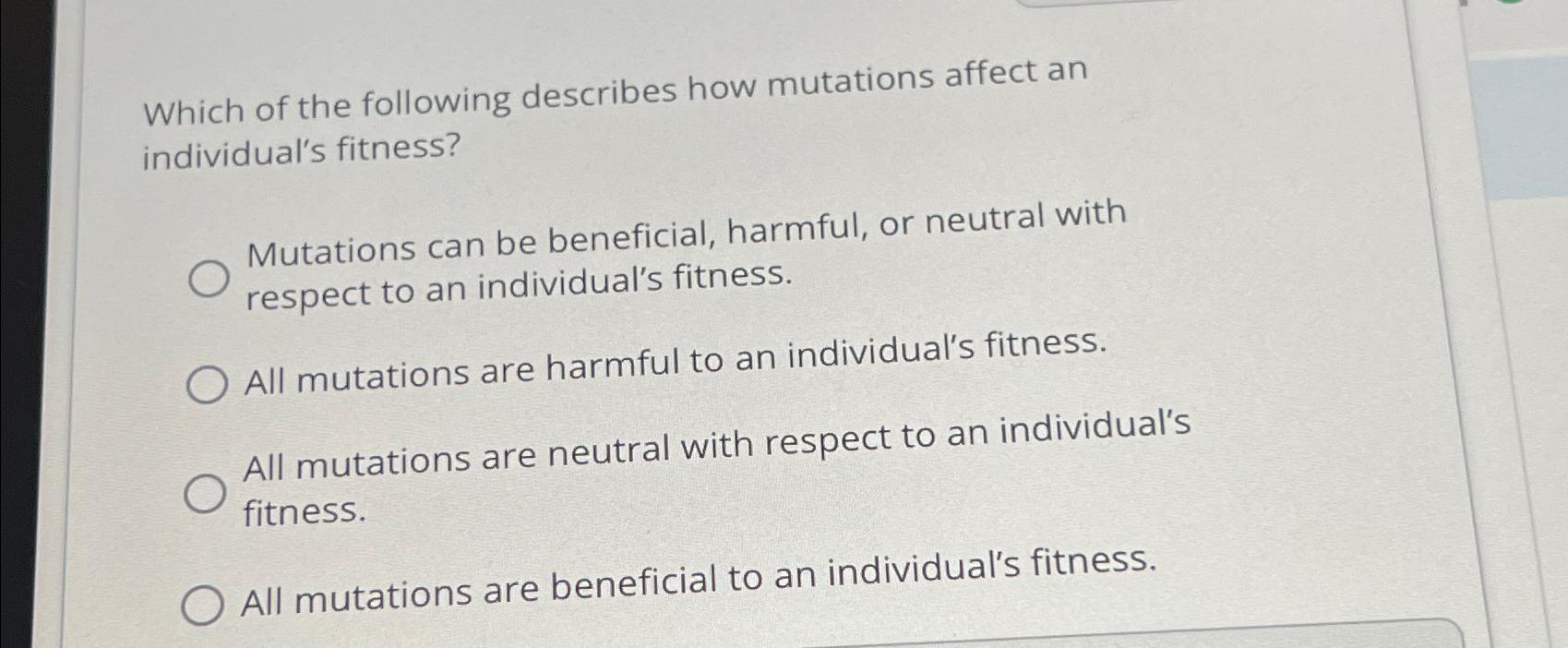 Solved Which of the following describes how mutations affect | Chegg.com