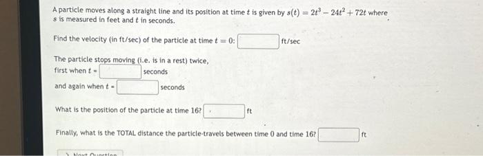 Solved A particle moves along a straight line and its | Chegg.com