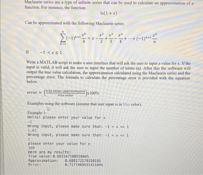 Solved Maclaurin series are a type of infinite series that | Chegg.com