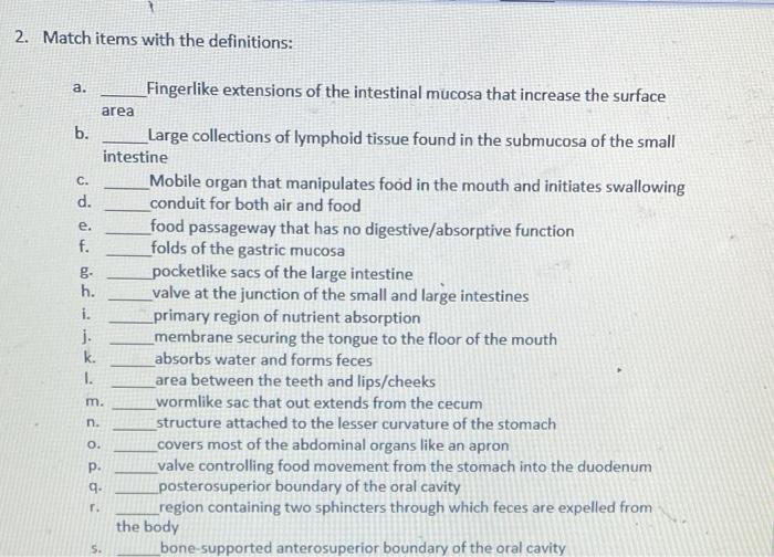 Solved a. Fingerlike extensions of the intestinal mucosa | Chegg.com