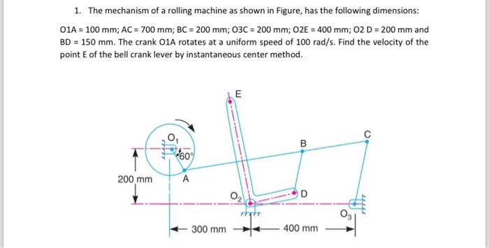 Solved 1. The mechanism of a rolling machine as shown in | Chegg.com
