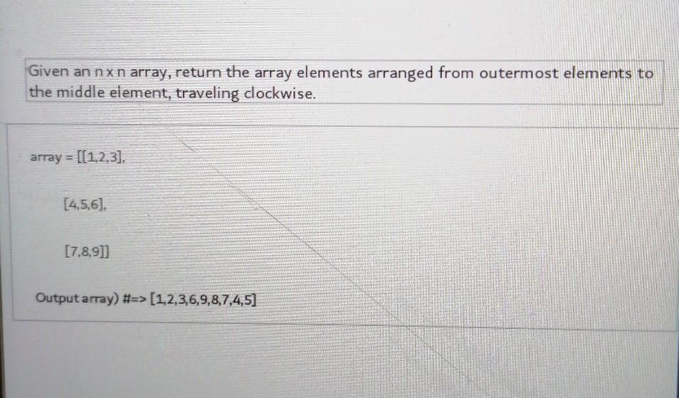 Solved Given An Nxn Array Return The Array Elements 