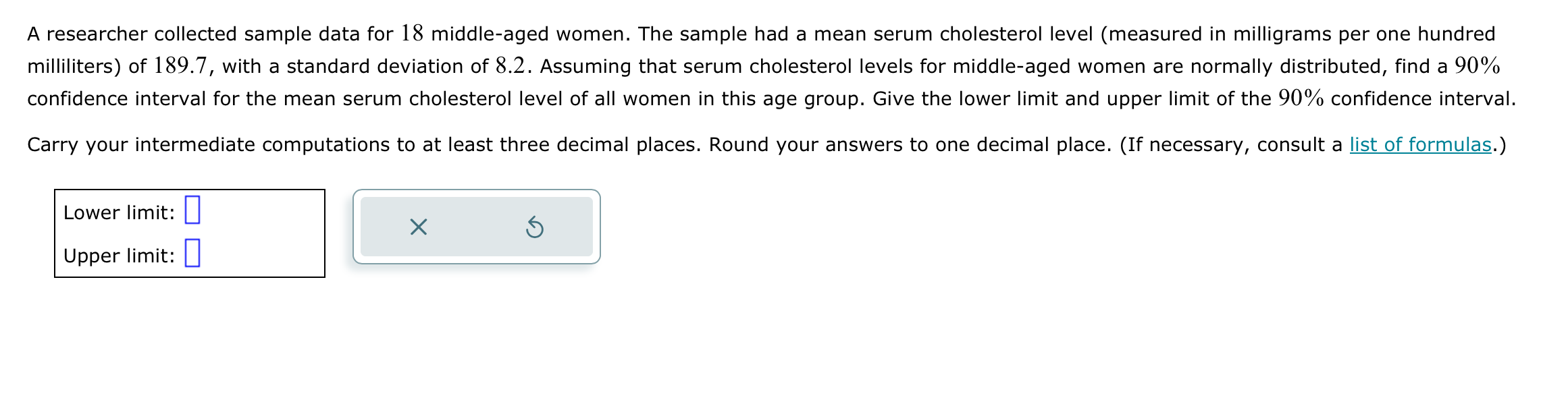 Solved A researcher collected sample data for 18 | Chegg.com