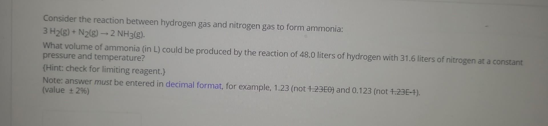 Solved Consider the reaction between hydrogen gas and | Chegg.com