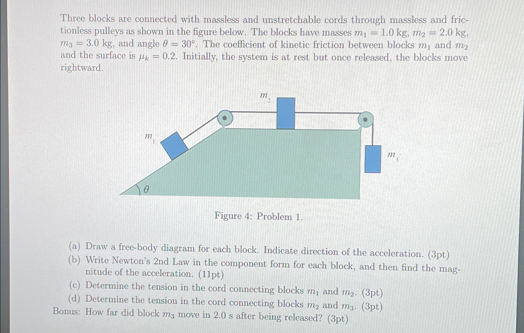 Solved Three blocks are connected with massless and | Chegg.com