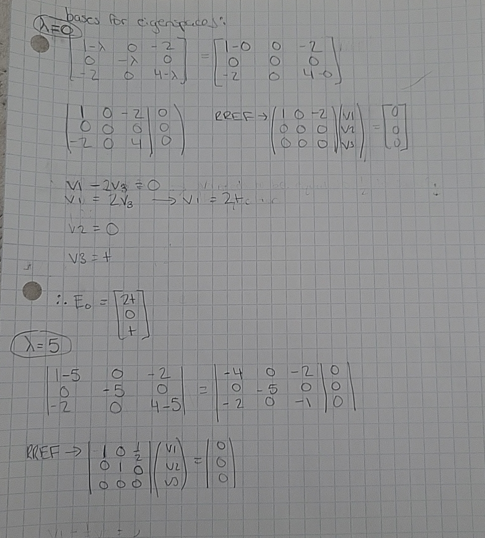 Solved My eigenvalues for my 3x3 ﻿matrix is 0,0,5. ﻿I'm now | Chegg.com