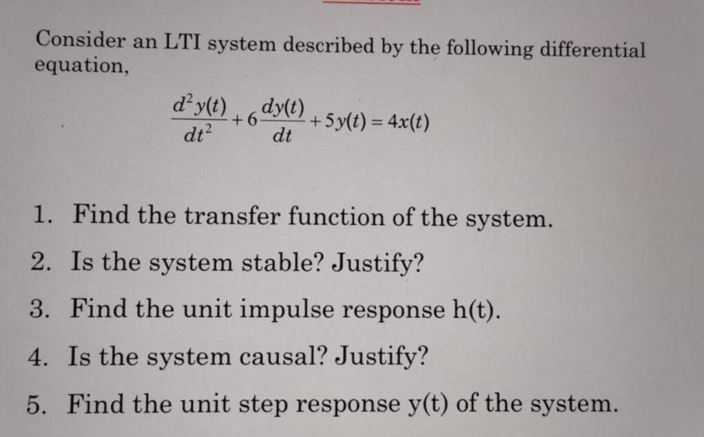 Solved Consider an LTI system described by the following | Chegg.com
