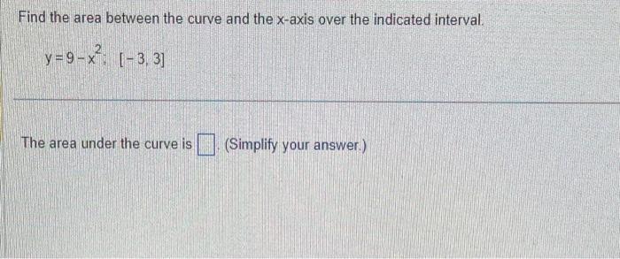Solved Find the area between the curve and the x-axis over | Chegg.com
