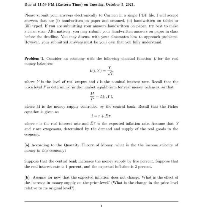 Solved Due at 11:59 PM (Eastern Time) on Tuesday, October 5, | Chegg.com