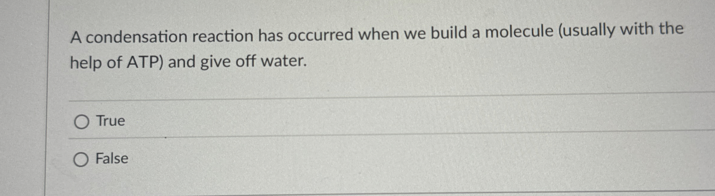 Solved A condensation reaction has occurred when we build a | Chegg.com