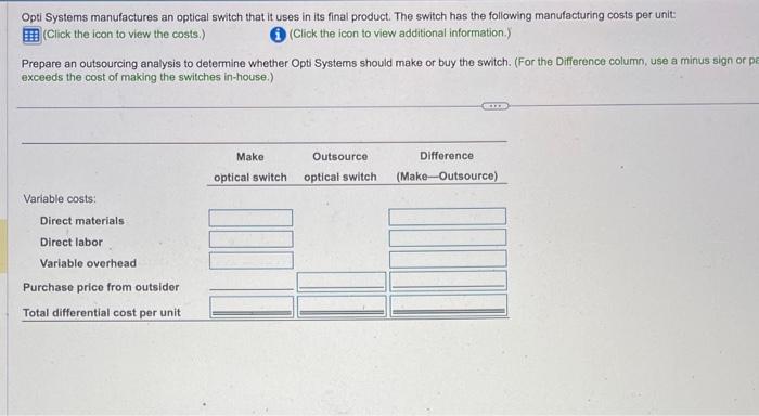 prepare an outsourcing analysis to determine whether | Chegg.com