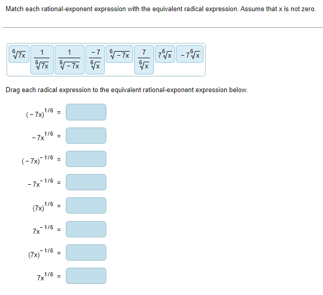 Solved Match each rational-exponent expression with the | Chegg.com