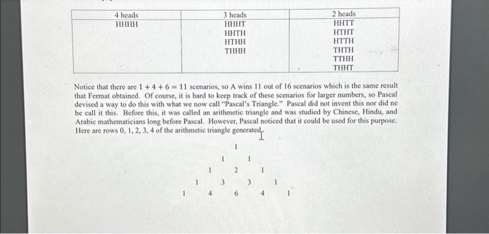 Solved The Problem of Points is a division of stakes problem | Chegg.com