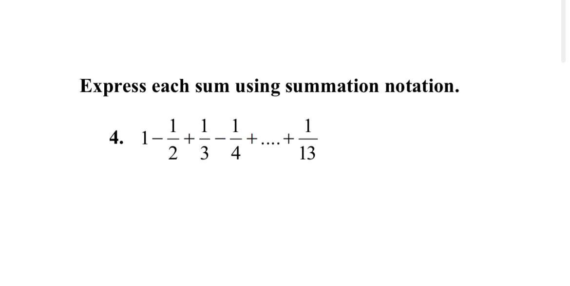 Express each sum using summation | Chegg.com