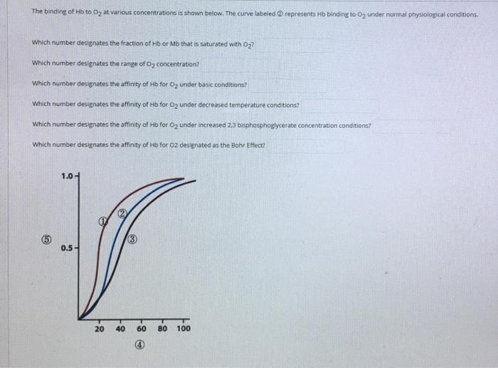 Solved The binding of Hb to O2 at various concentration is | Chegg.com