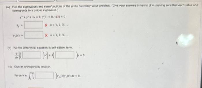 Solved (a) Find the eigenvalues and eigenfunctions of the | Chegg.com