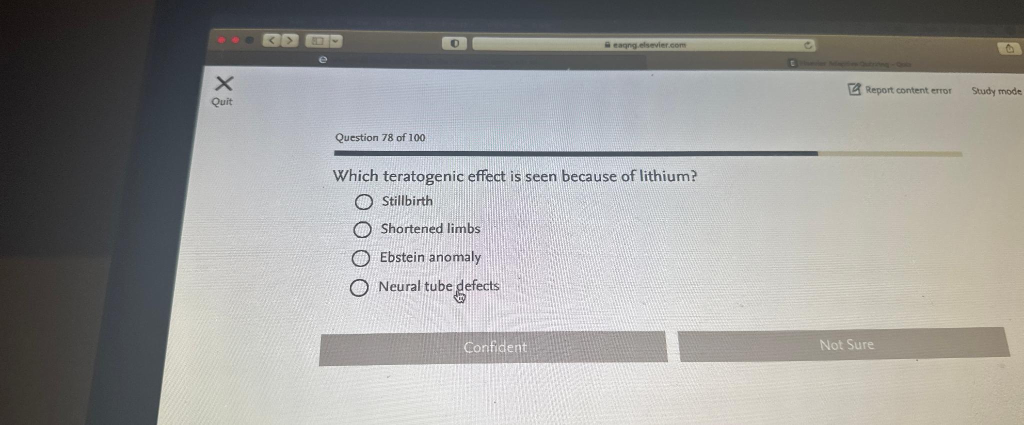 Solved QuitReport content errorStudy modeQuestion 78 ﻿of | Chegg.com