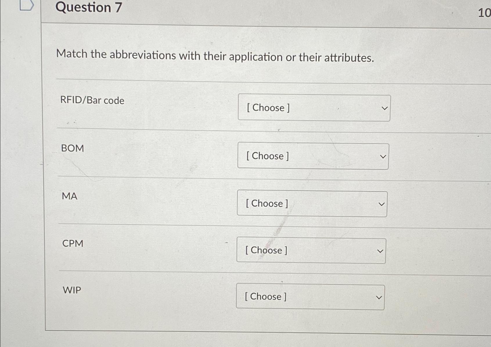 Solved Question 7Match the abbreviations with their | Chegg.com