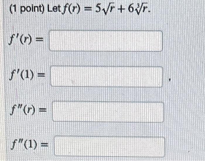 Solved (1 point) Let f(t)=(t2+2t+6)(3t−2+4t−3) f′(t)=(1 | Chegg.com