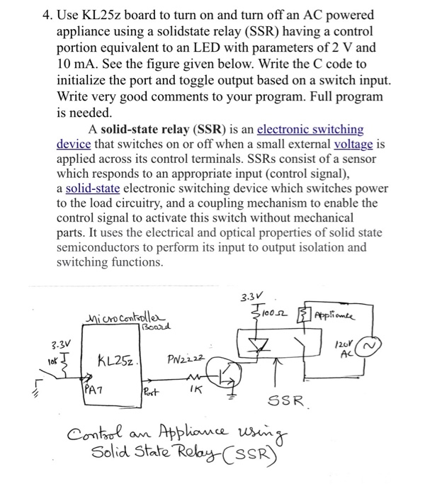 4. Use KL25z board to turn on and turn off an AC | Chegg.com