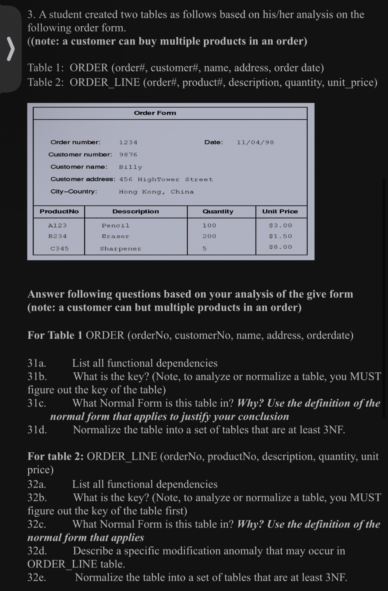 Solved A student created two tables as follows based on | Chegg.com