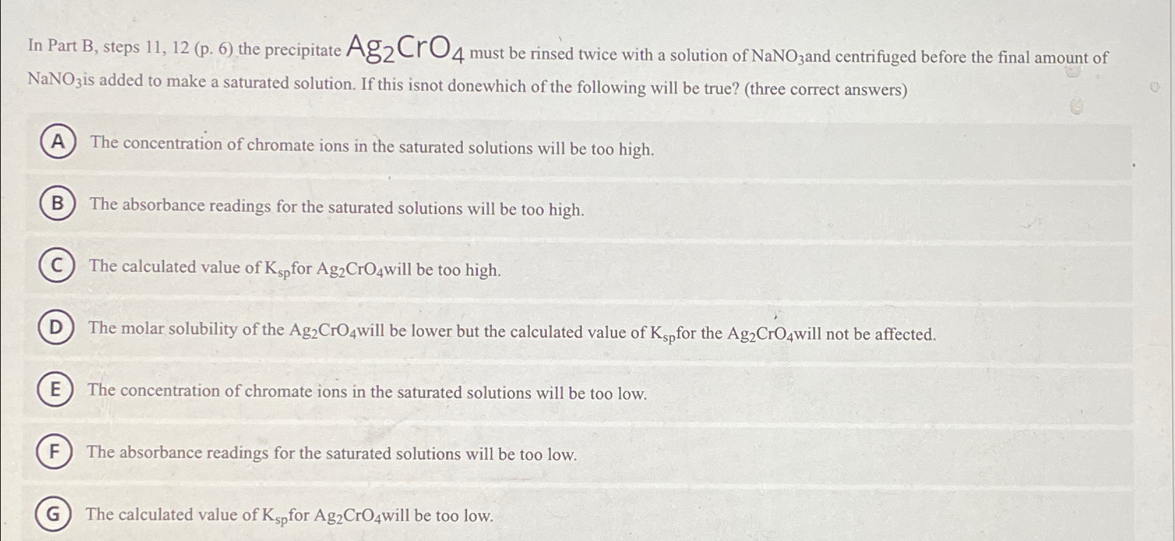 Solved In Part B, ﻿steps 11, 12 (p. 6) ﻿the precipitate | Chegg.com