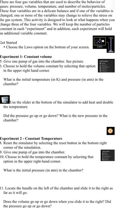 Gas Law Simulation Name: Get Started: Go to Gas Law | Chegg.com
