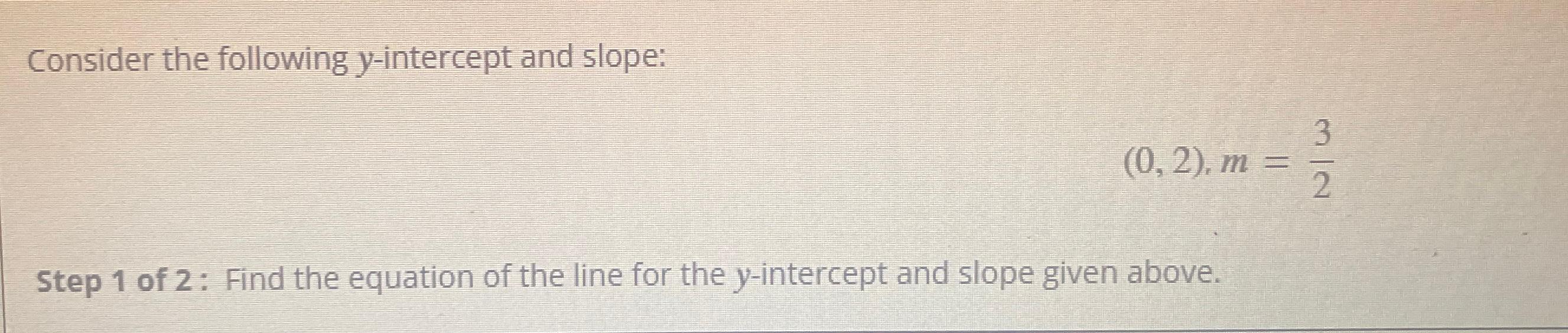Solved Consider the following y-intercept and | Chegg.com