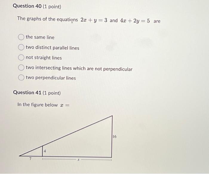 Solved The graphs of the equatigns 2x+y=3 and 4x+2y=5 are | Chegg.com