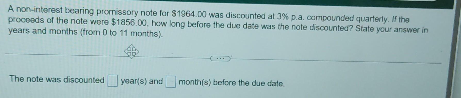 Solved A non-interest bearing promissory note for $1964.00 | Chegg.com
