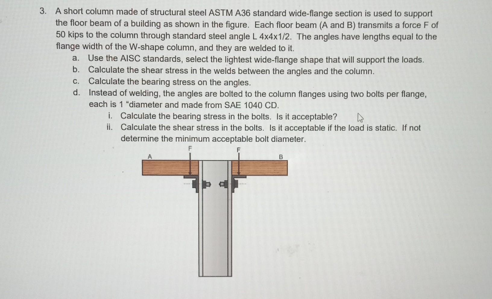 Solved A short column made of structural steel ASTM A36 | Chegg.com