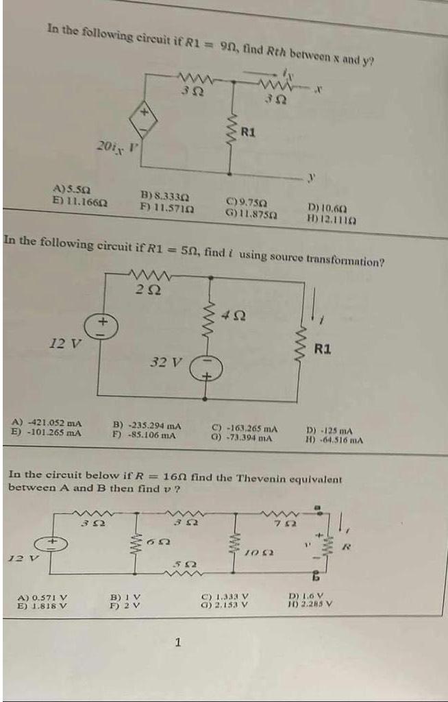 Solved In the following circuit if R1=9Ω, ﻿tind Rth ﻿behween | Chegg.com