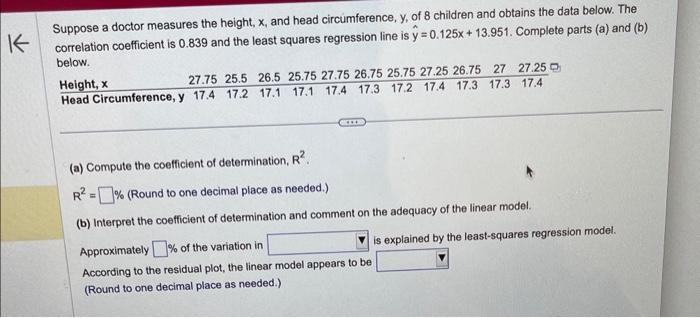 Solved Suppose a doctor measures the height, x, and head | Chegg.com