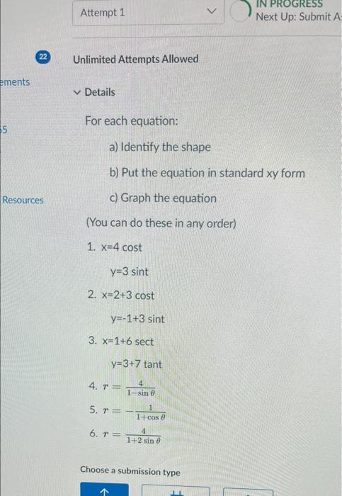 Solved Unlimited Attempts Allowed Details For each equation: | Chegg.com