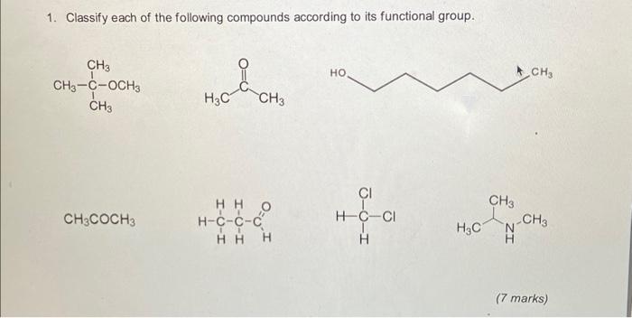 Solved 1. Classify each of the following compounds according | Chegg.com