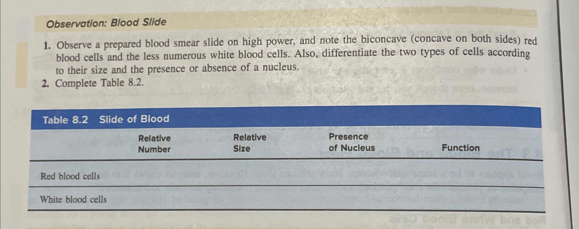 Solved Observation: Blood SlideObserve a prepared blood | Chegg.com