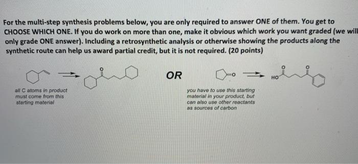 Solved For the multi-step synthesis problems below, you are | Chegg.com