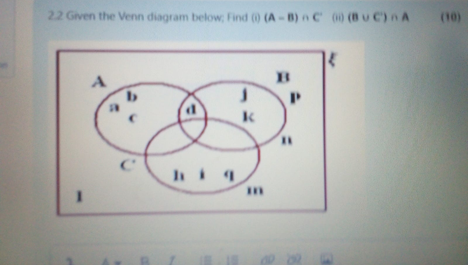 Solved 22 ﻿Given the Venn diagram below; Find | Chegg.com