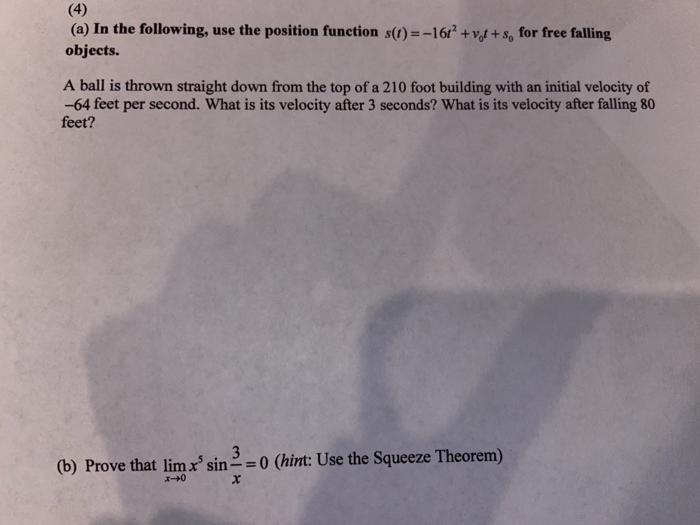 Solved (a) In the following, use the position function | Chegg.com
