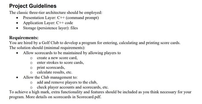 Project Guidelines The classic three-tier | Chegg.com