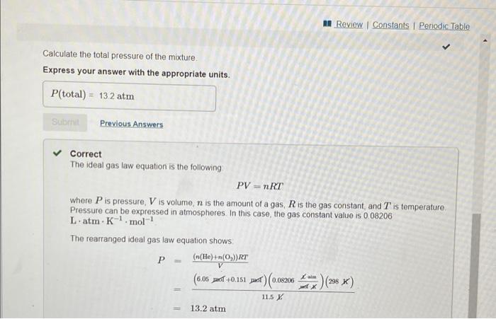 Solved we Worked Example: Partial Pressures and Mole | Chegg.com