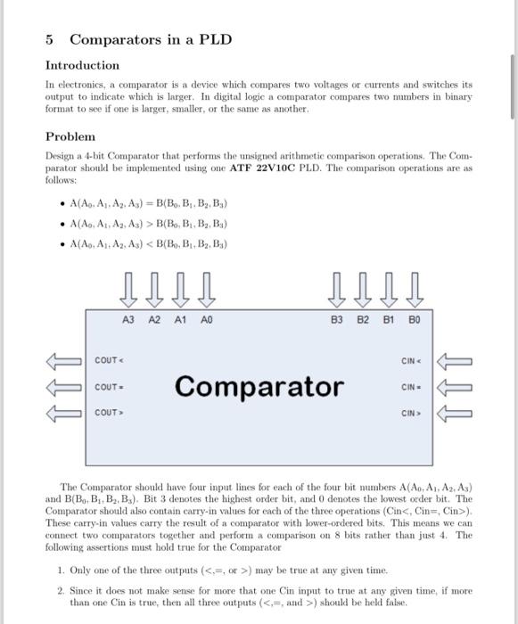 Solved 5 Comparators in a PLD Introduction In electronics, a | Chegg.com