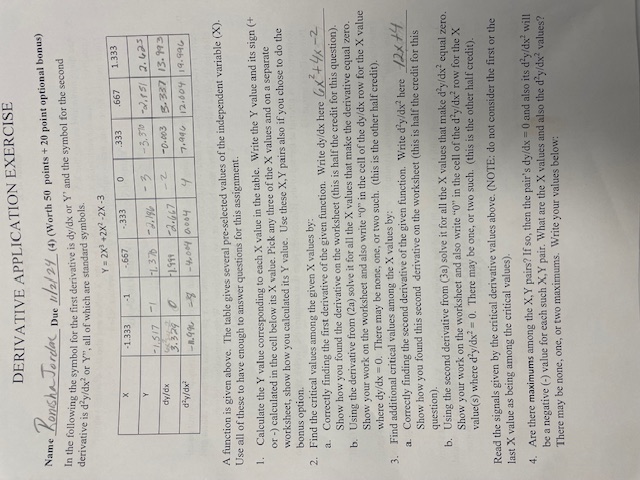 Solved DERIVATIVE APPLICATION | Chegg.com