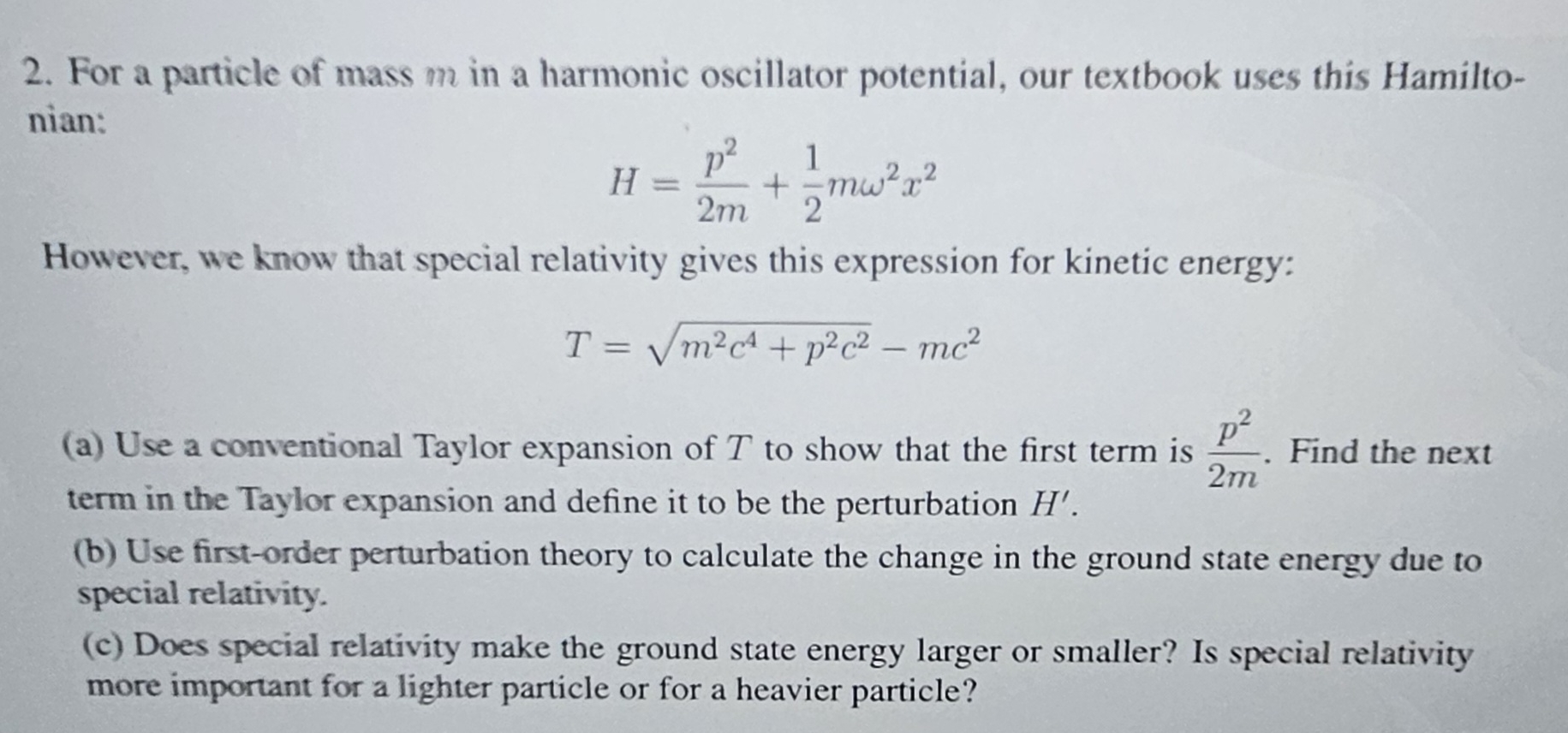 Solved For a particle of mass m ﻿in a harmonic oscillator | Chegg.com
